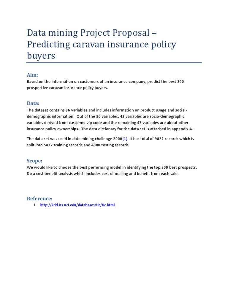 Data Mining Project Proposal | Insurance | Economies