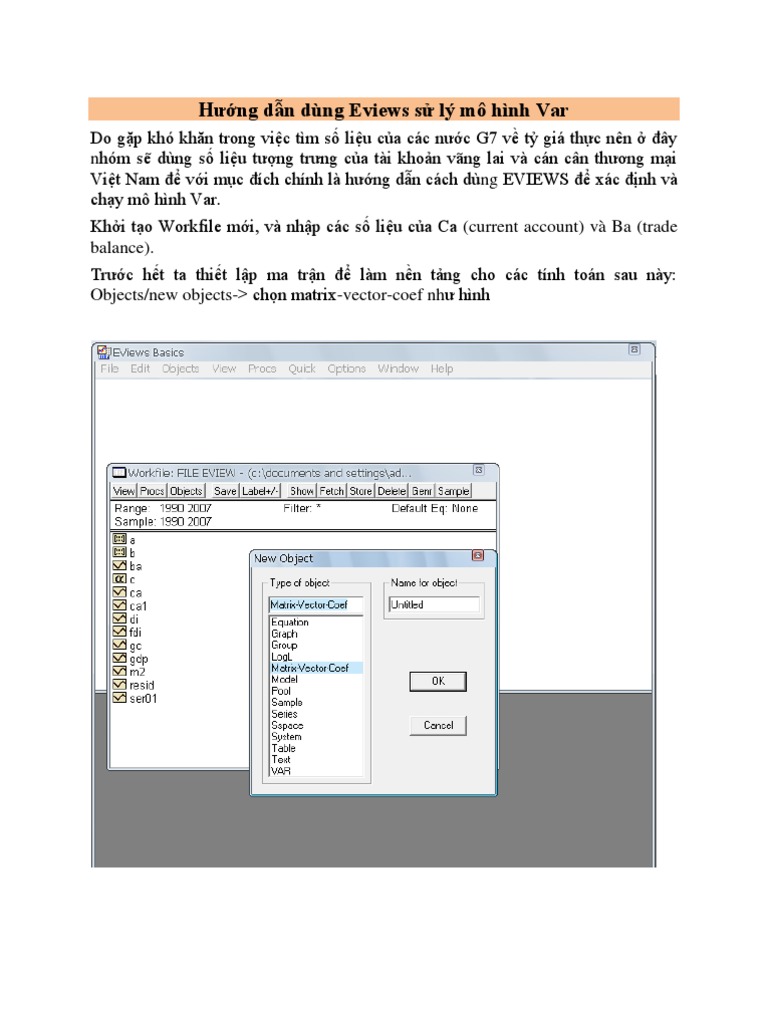Hướng dẫn dùng Eviews Xử lý mô hình Var | PDF