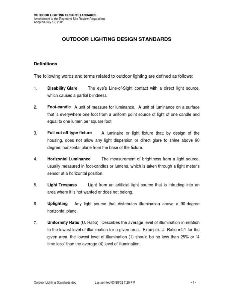 Outdoor Lighting Standards | PDF | Lighting | Architectural Elements