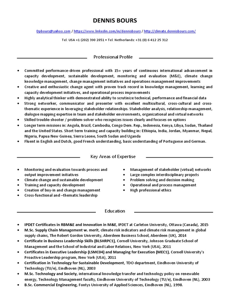 2015 Dennis Bours - Curriculum Vitae | PDF | Global Environment ...