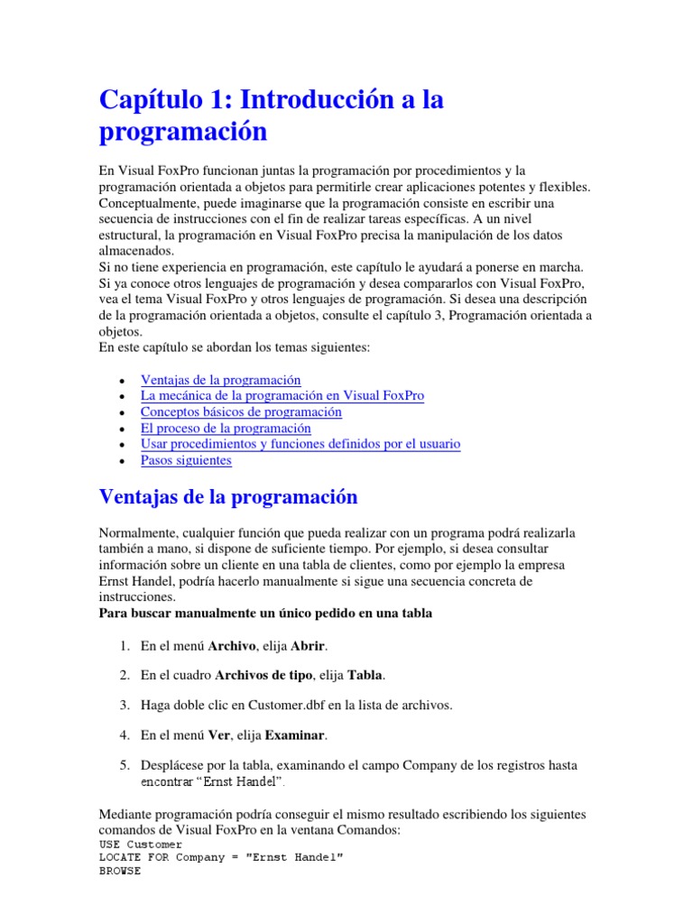 Manual de Programador Visual Focpro | PDF | Programa de computadora | Programación