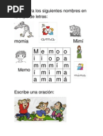 Oraciones con letras m, l, p, s, t | PDF