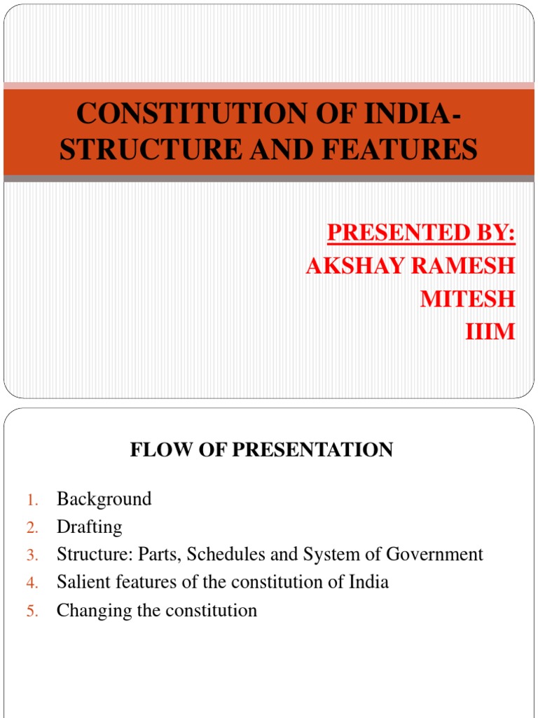 Structure and Features of Indian Constitution | PDF | Political Science ...