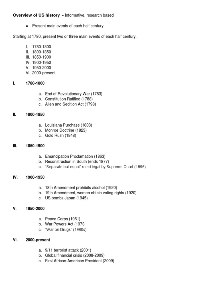 Key US Historical Events by Era | PDF | History