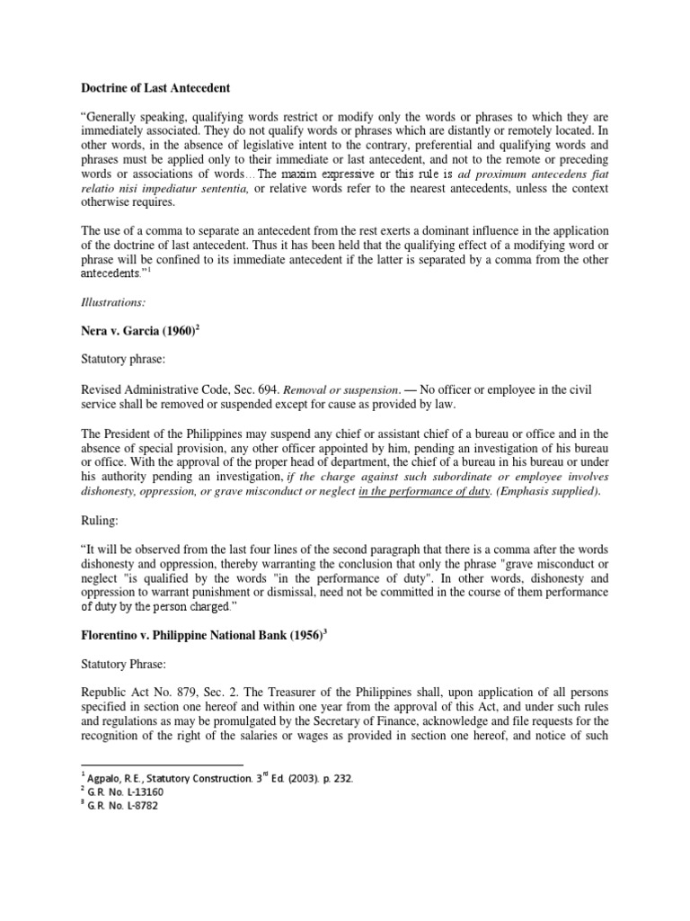 Doctrine of Last Antecedent | PDF | Phrase | Government