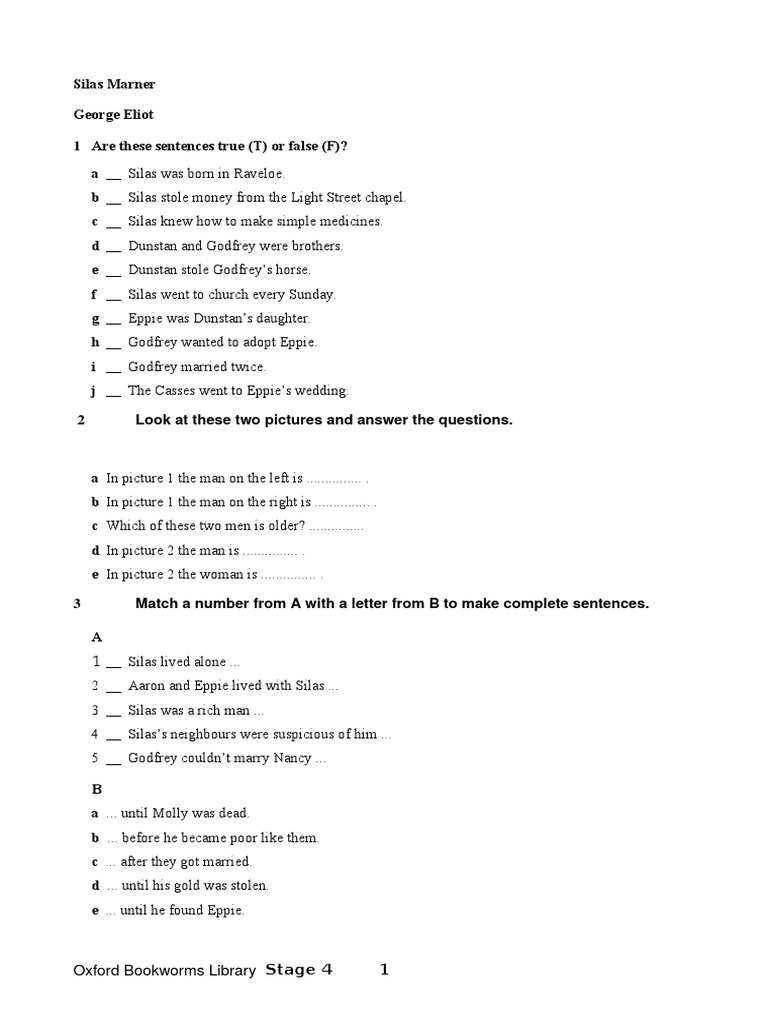 Silas Marner Test | PDF | Silas Marner