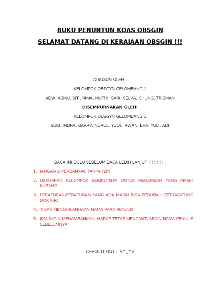 Buku Penuntun Koas Obsgyn-Edit | PDF