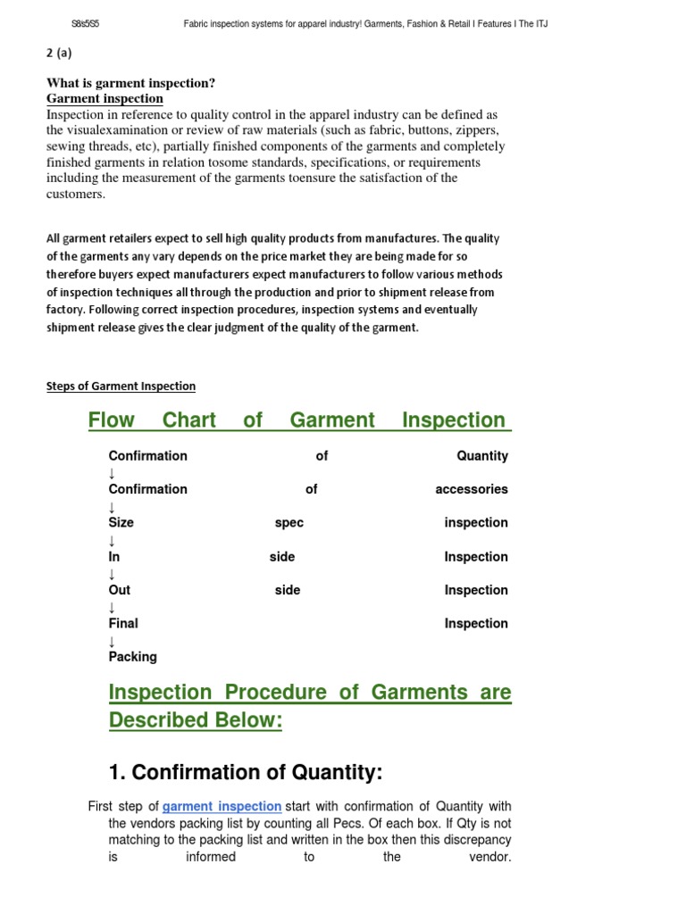 Garment Quality Inspection Procedures | PDF | Seam (Sewing) | Sewing