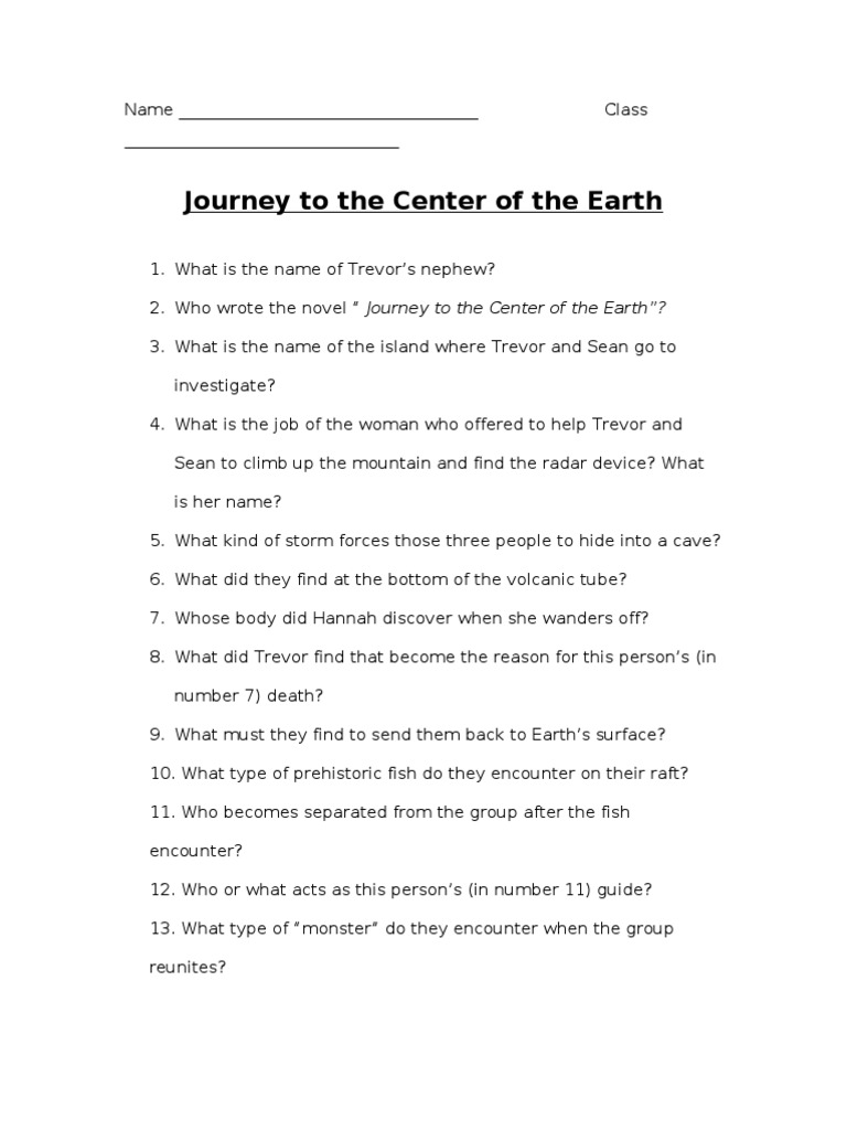 Journey to the Center: Q&A Worksheet | PDF | Art