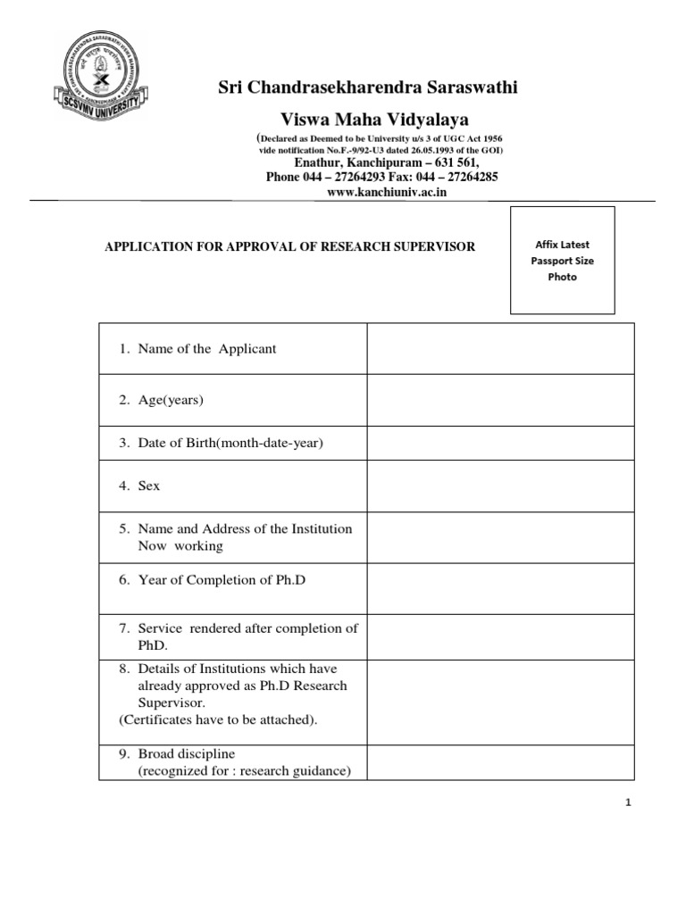 Research Supervisor Approval Application | PDF | Self-Improvement