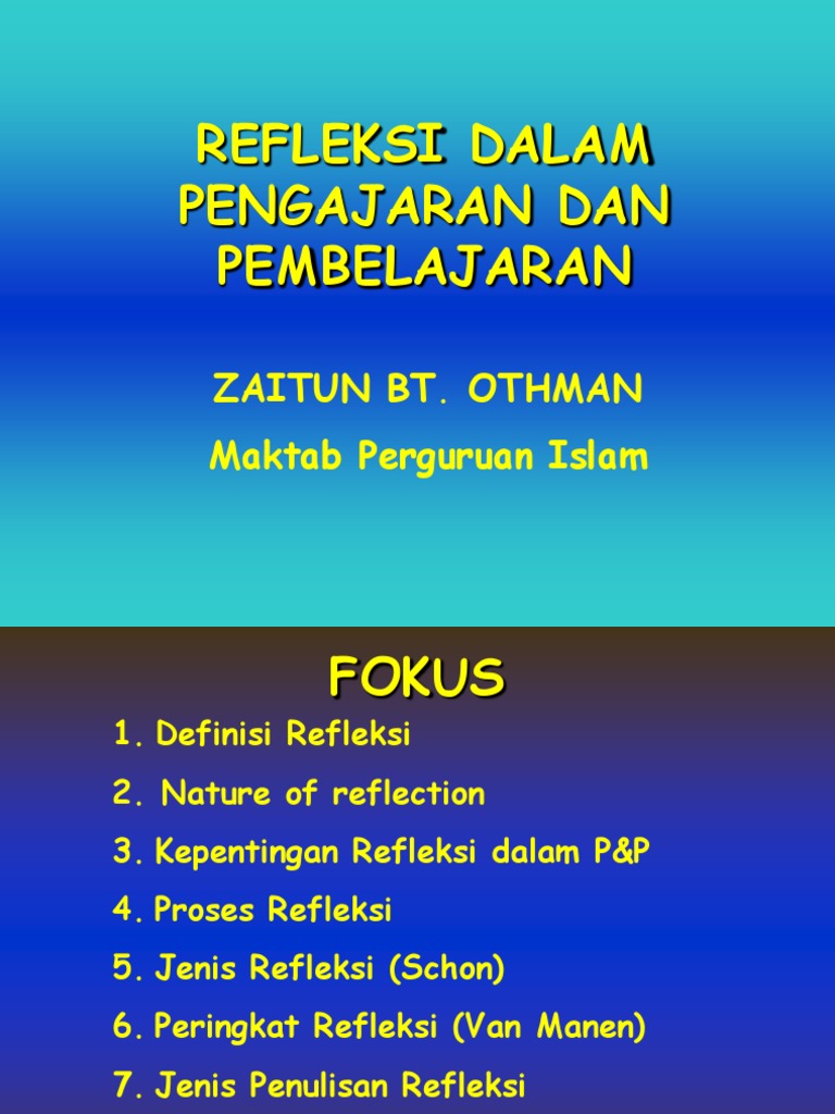 Refleksi Dalam P&P PTK (SLIDE) | PDF