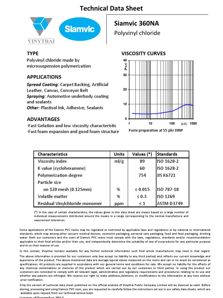 TDS Siamvic 360NA | PDF | Polyvinyl Chloride | Materials