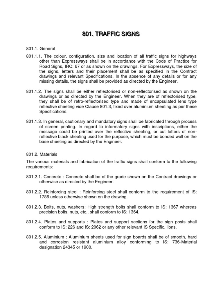 Morth Clause of Road Signs | PDF | Sheet Metal | Structural Steel