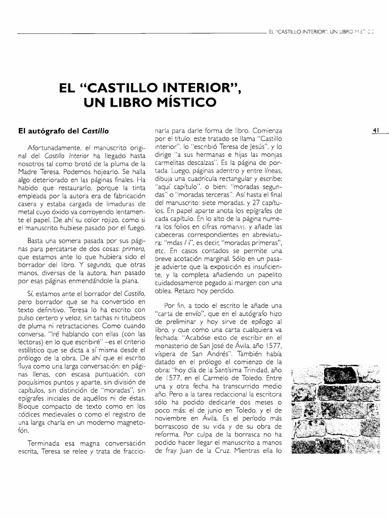 Castillo Interior Libro Mistico Tomas | PDF | Religión y creencia