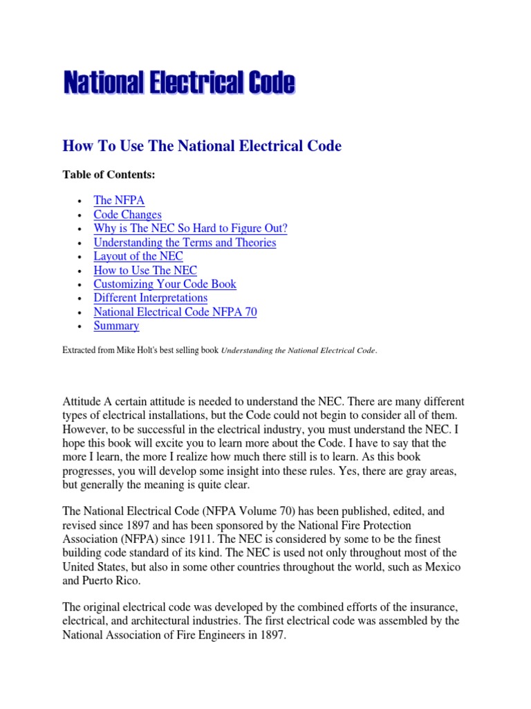 Nec | PDF | Fuse (Electrical) | Electrical Wiring