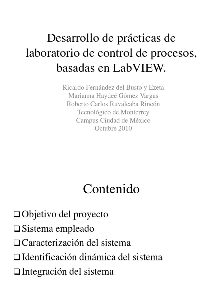Desarrollo de Practicas de Laboratorio de Control de Procesos Basadas en Labview | PDF | Scada ...