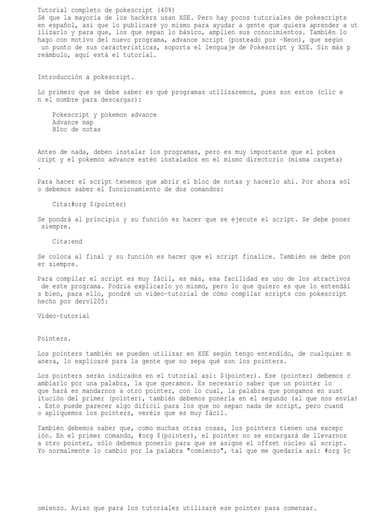 Poketscript Tutorial Pdf Pokémon Programación De Computadoras
