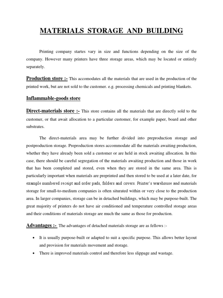 Materials Storage and Building | PDF | Pallet | Printer (Computing)