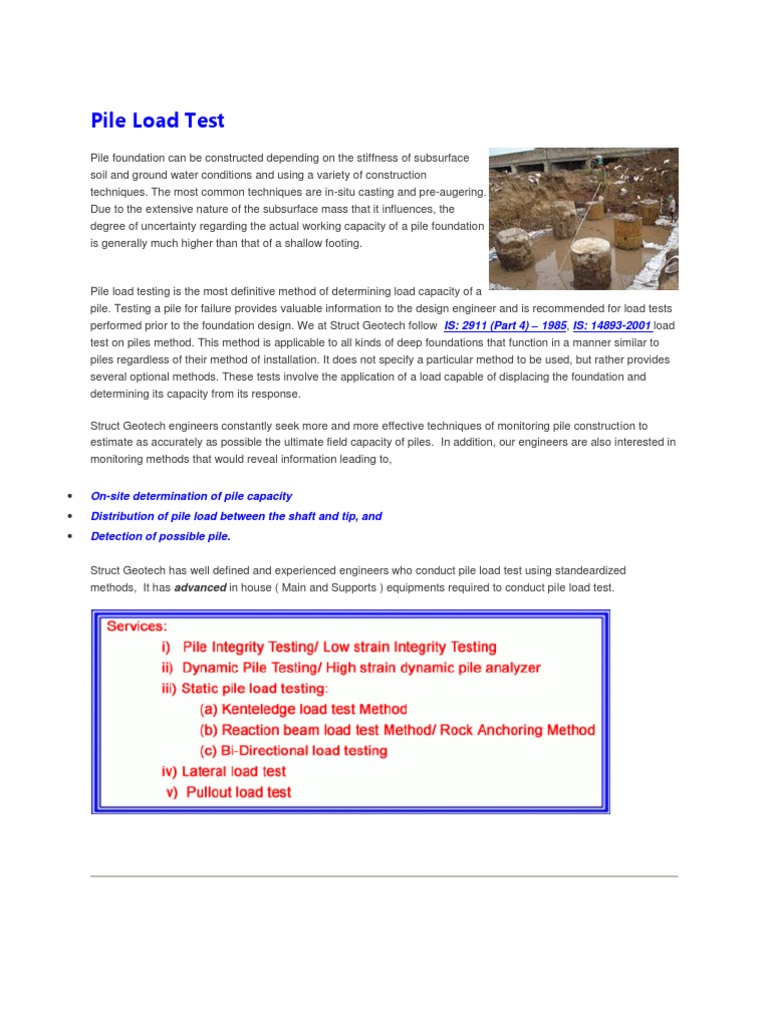 Pile Load Test | PDF | Deep Foundation | Geotechnical Engineering