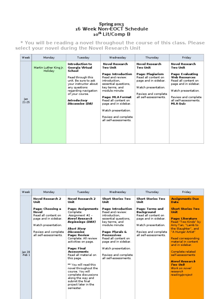 16 Week 10th Lit Comp B | PDF | Final Examination | Academic Term