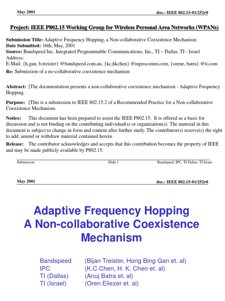 Adaptive Frequency Hopping | PDF | Bluetooth | Ieee 802.11