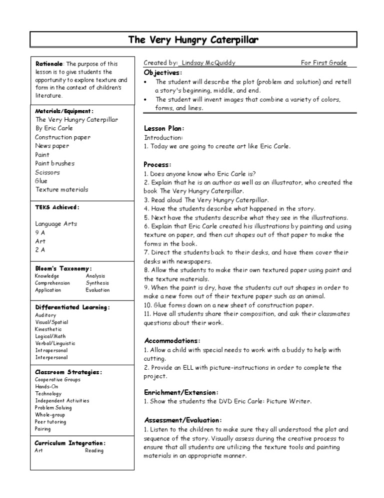 The Very Hungry Caterpillar | PDF | Reading Comprehension | Epistemology