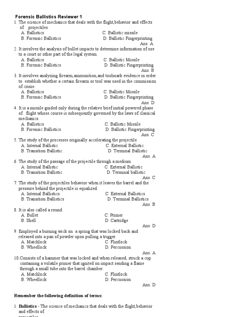 Forensic Ballistics Reviewer | PDF | Ballistics | Firearms
