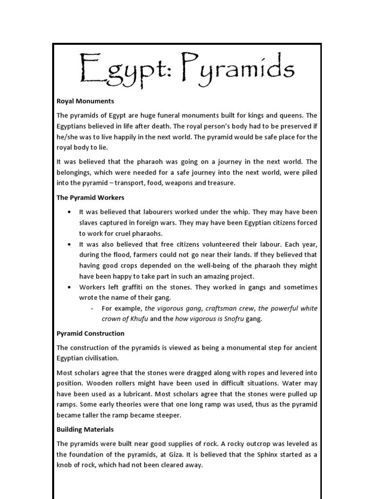 egypt - pyramids worksheet | Egyptian Pyramids | Pyramid