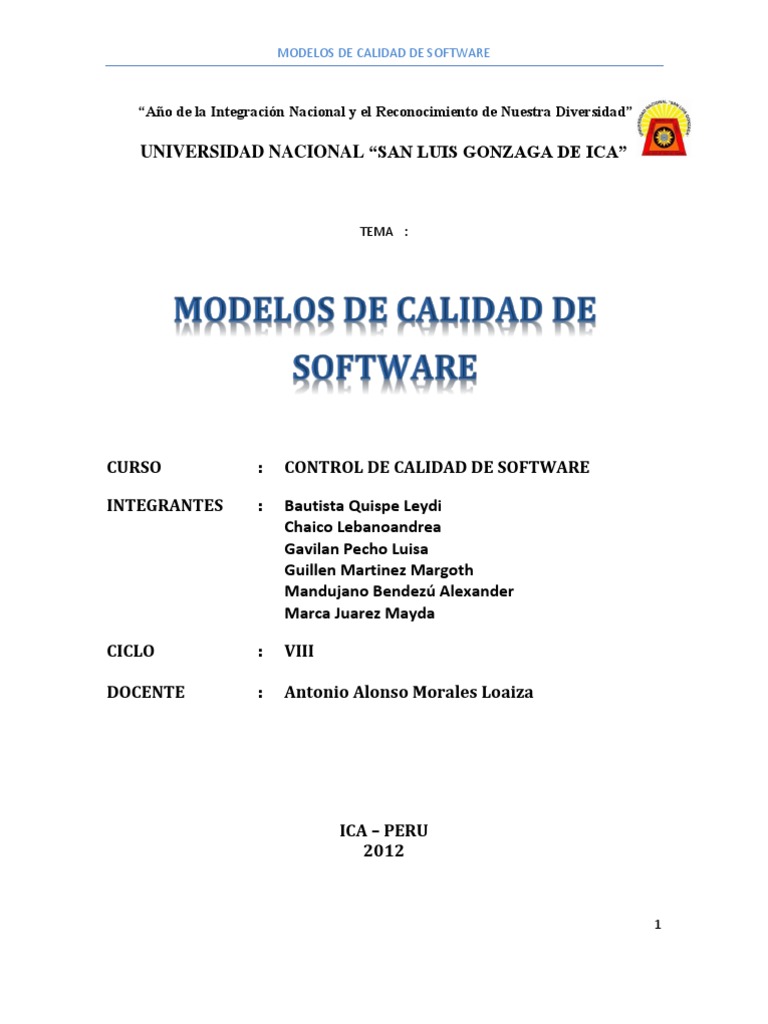 Modelos de Calidad de Software | PDF | Proceso de desarrollo de software | Software