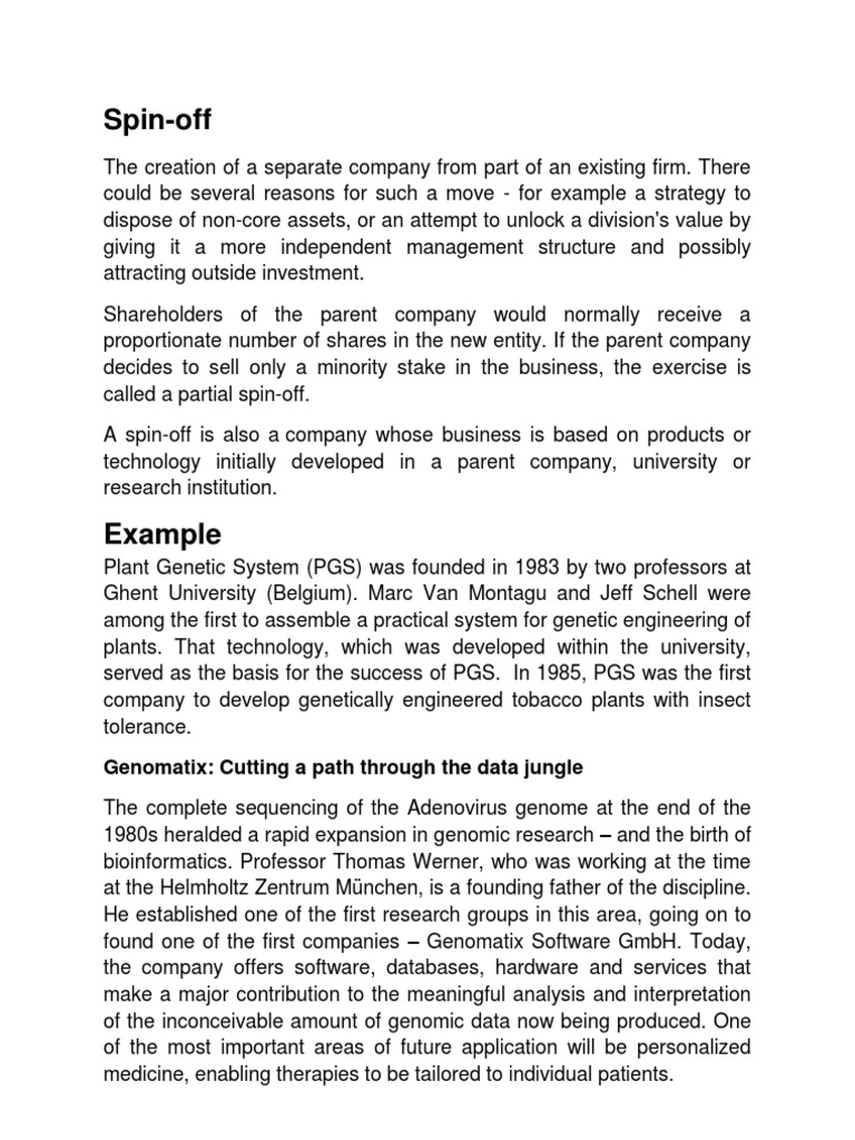 Spin-Off and Split Off | PDF | Stocks | Financial Economics