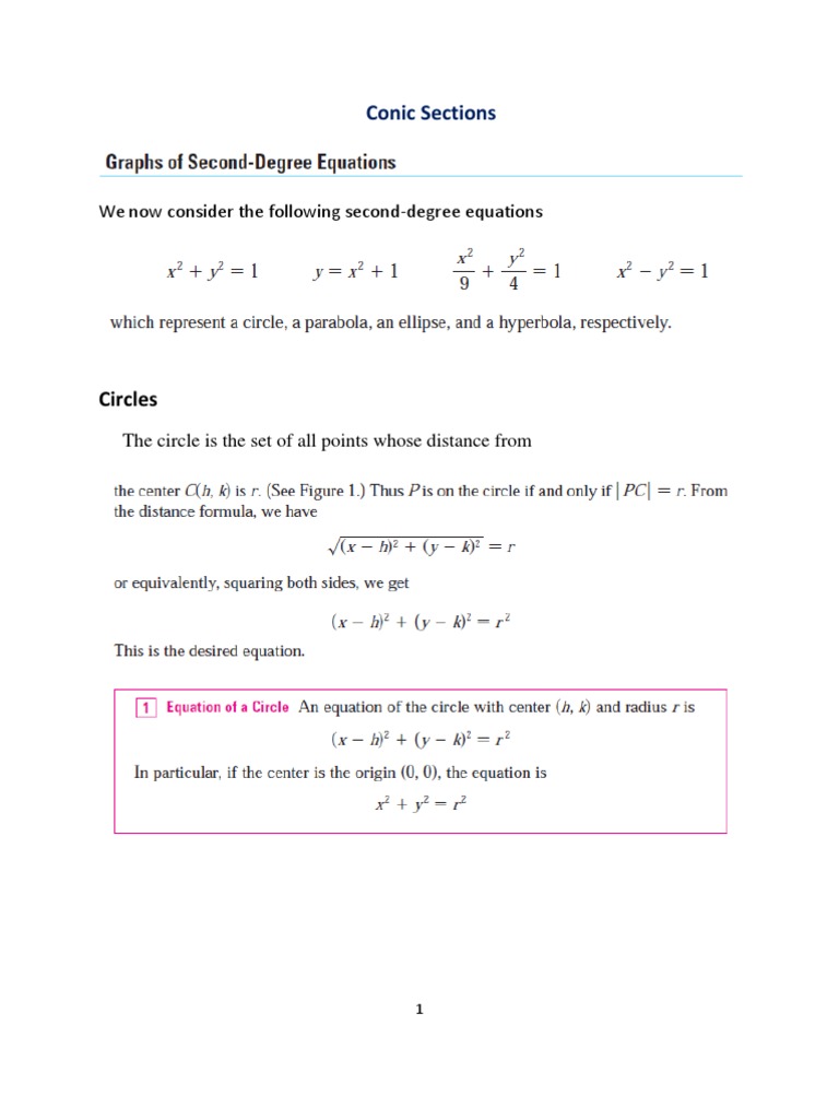We Now Consider The Following Second-Degree Equations: Circles | PDF