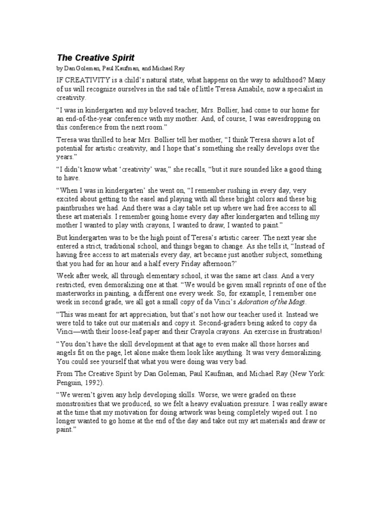 The Creative Spirit | PDF | Creativity | Motivation