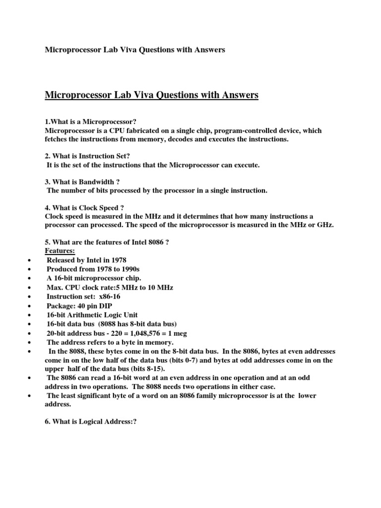 Microprocessor Lab Viva Questions With Answerss | PDF