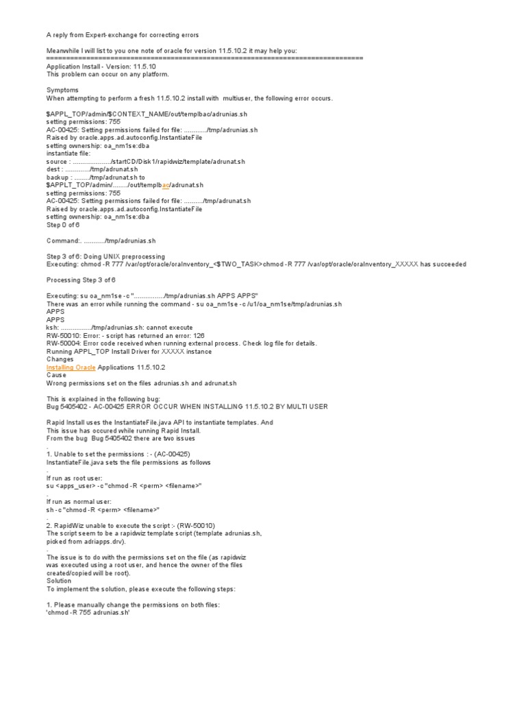 Forums Installation Helps Common Errors Pdf Software Bug Oracle 6092