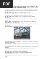 IS Codes for Structural Steel Design | PDF | Welding | Construction