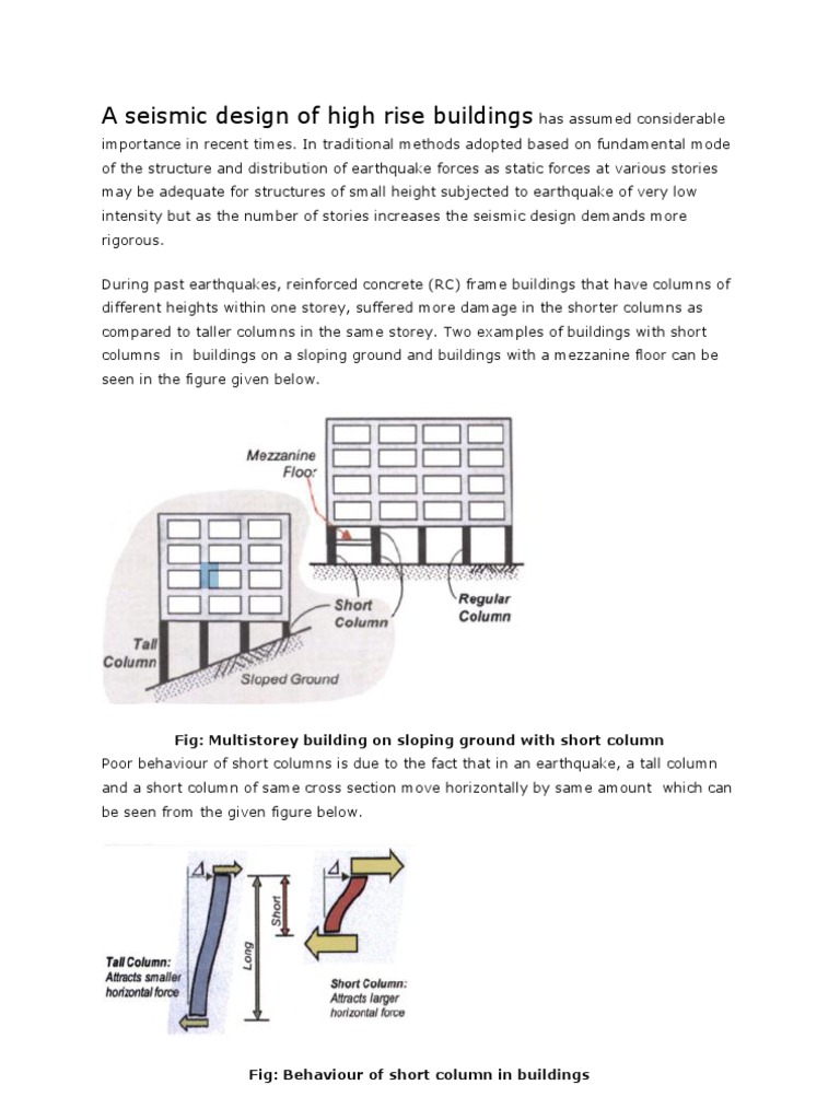 A Seismic Design of High Rise Buildings | Column | Earthquakes