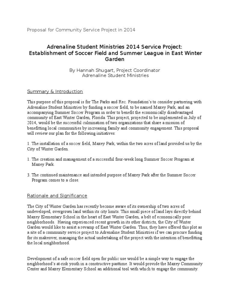 Grant Proposal: Youth-Oriented Community Service Project | Volunteering ...