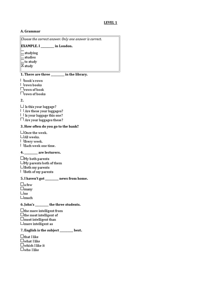 Choose The Correct Answer. Only One Answer Is Correct | PDF | Test ...