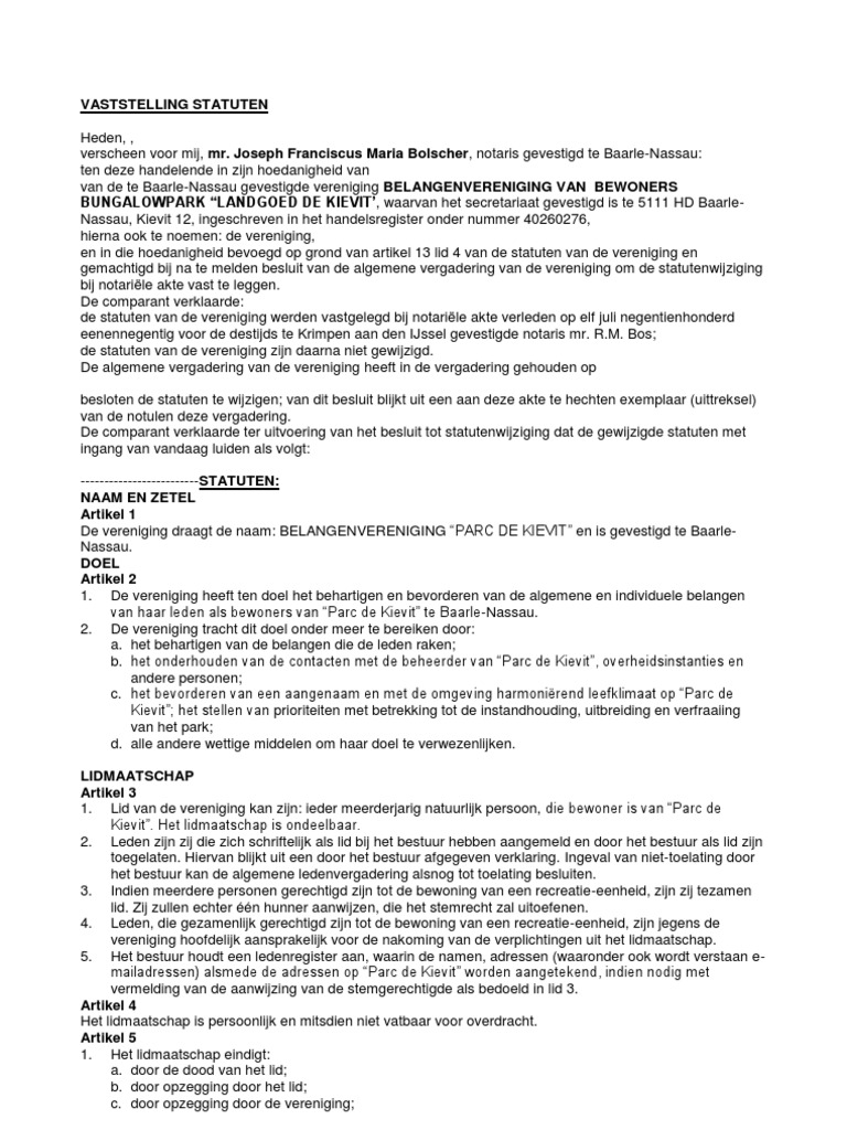 Concept Statuten | PDF