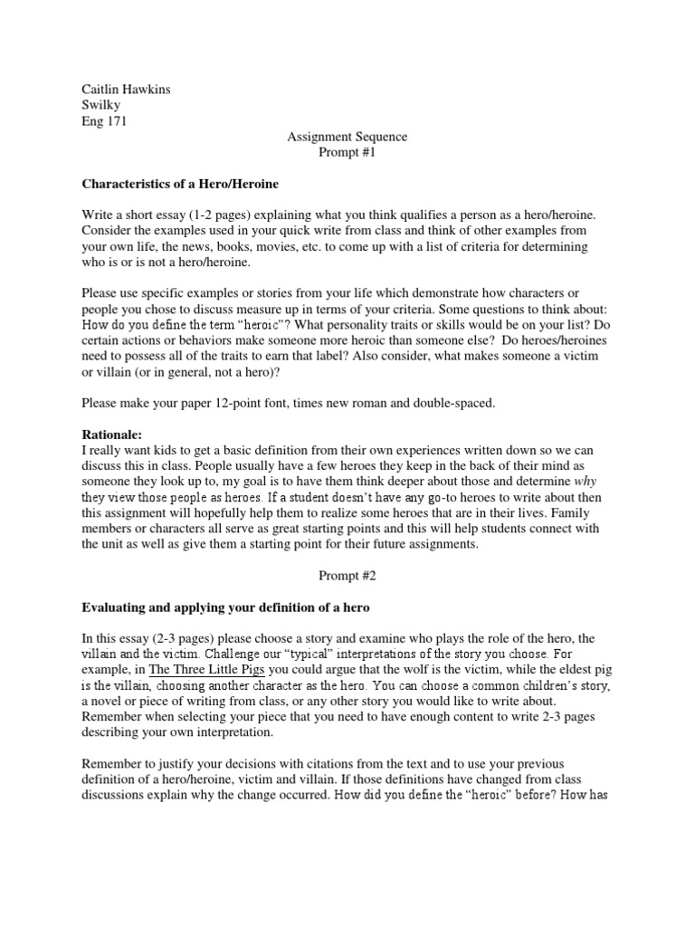 Assignment Sequence - Heroes and Morality | PDF | Hero | Narration