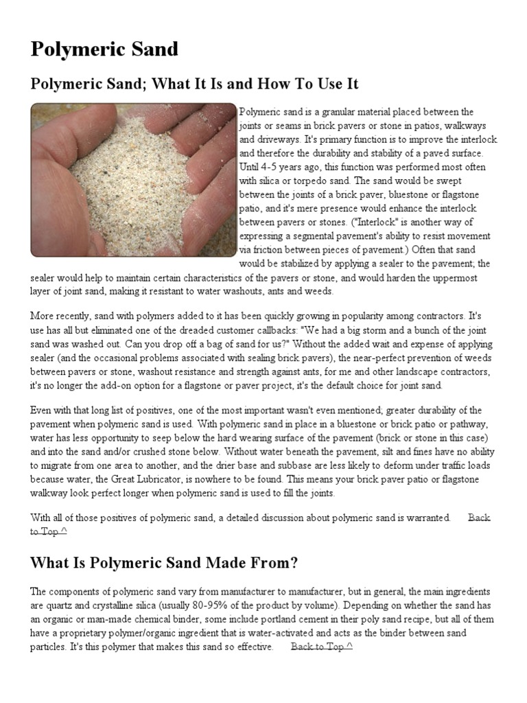 Polymeric Sand | Polymers | Road Surface