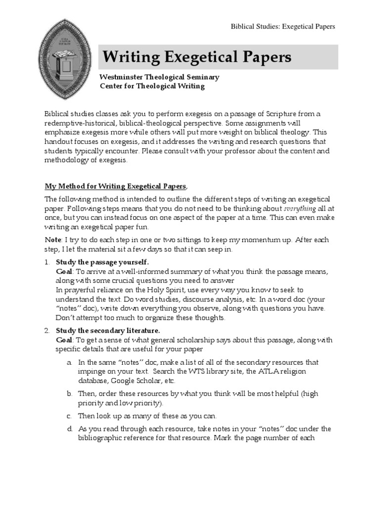 CTW Resource Writing Exegetical Papers | PDF | Exegesis | Bible