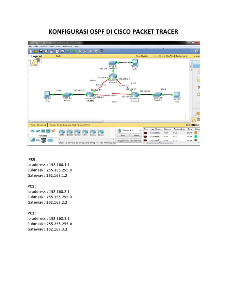 OSPF Configuration in Cisco Packet Tracer | PDF