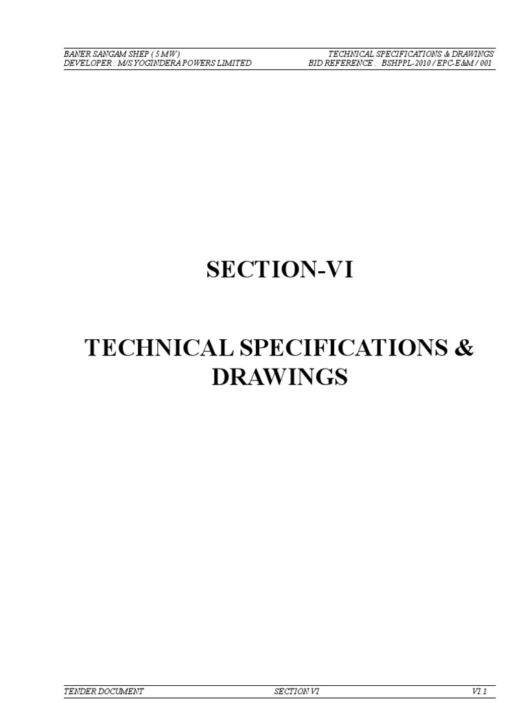 Section 6 Technical Specification & Drawings | PDF | Electrical Wiring ...