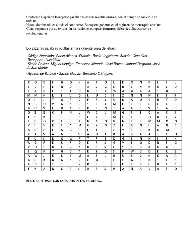 Sopa de letras: Historia y Belgrano | PDF
