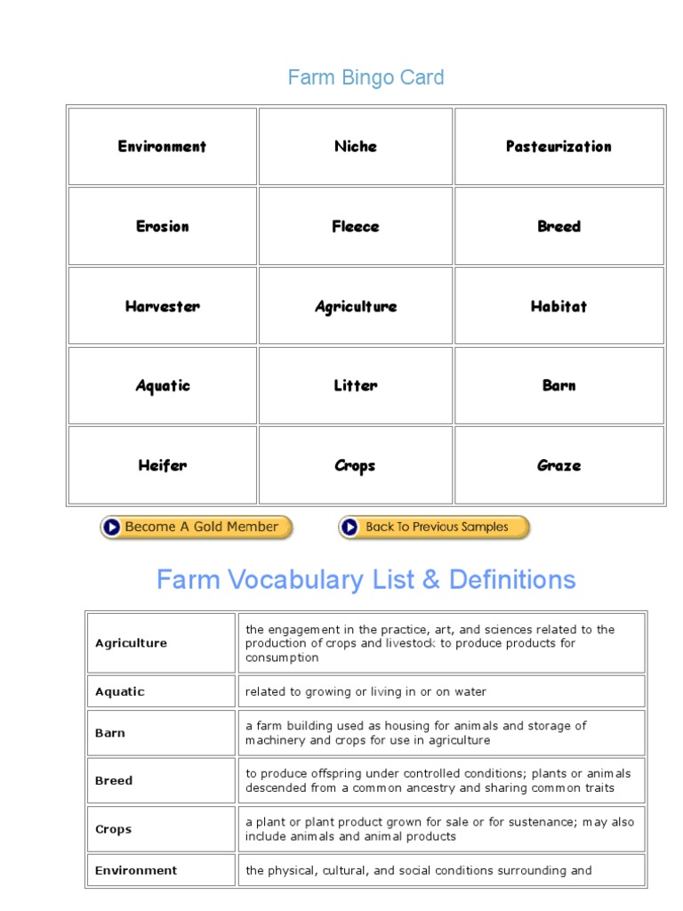 Farm & Vet Vocabulary Guide | PDF