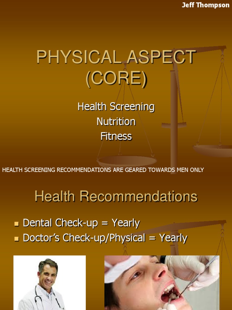 Physical Aspect (CORE) : Health Screening Nutrition Fitness | PDF ...