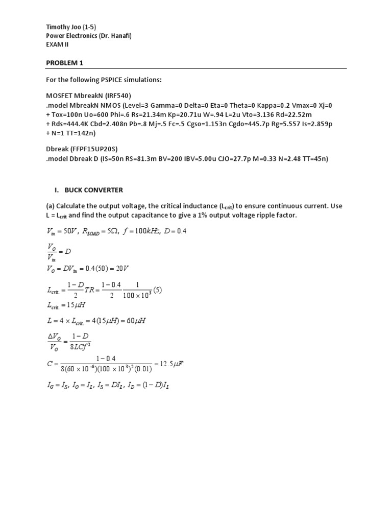 Power Electronics Exam II Simulations | PDF | Power Electronics | Electrical Engineering