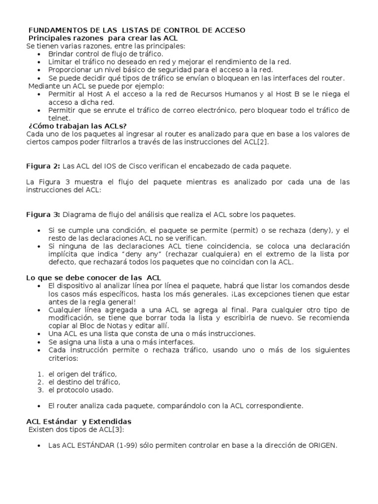 Acl | PDF | Dirección IP | Enrutador (Computación)