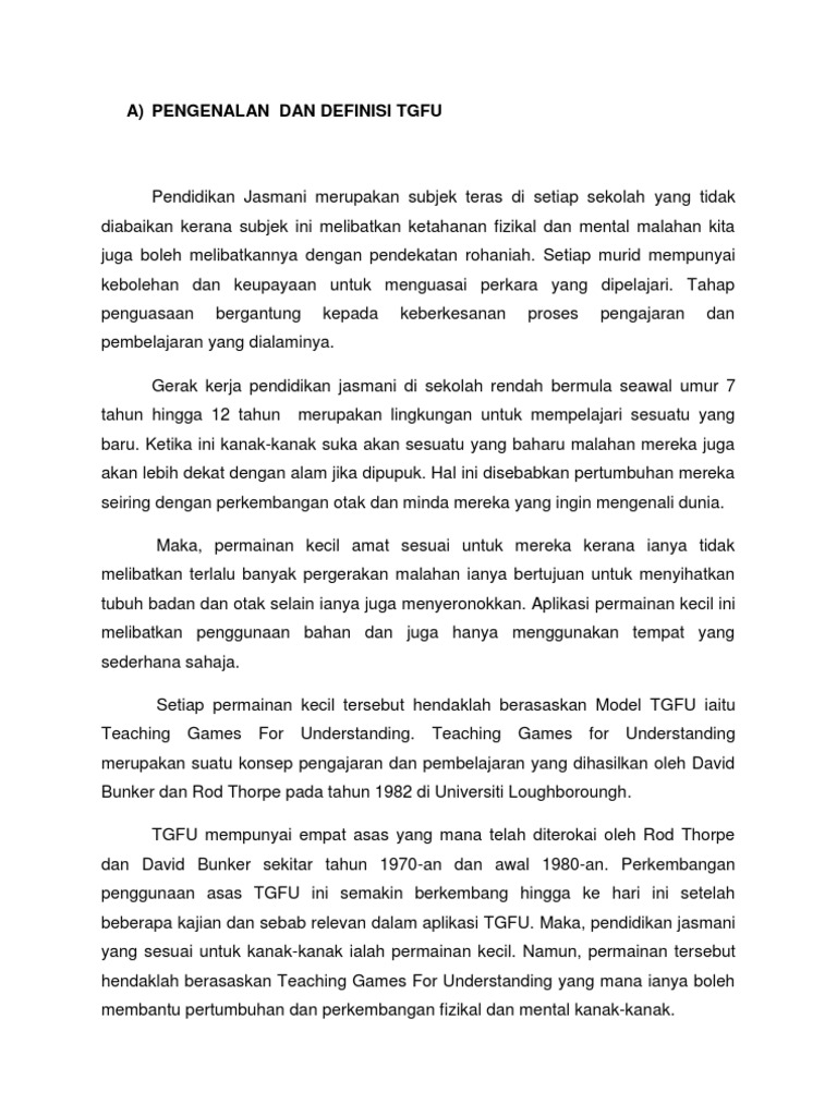 Teaching Games For Understanding (TGFU) | PDF